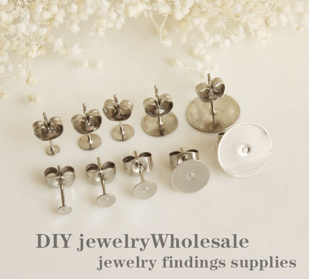 100PCS Nickel Free - High Quality Stainless Steel Earring Posts With 6 ...