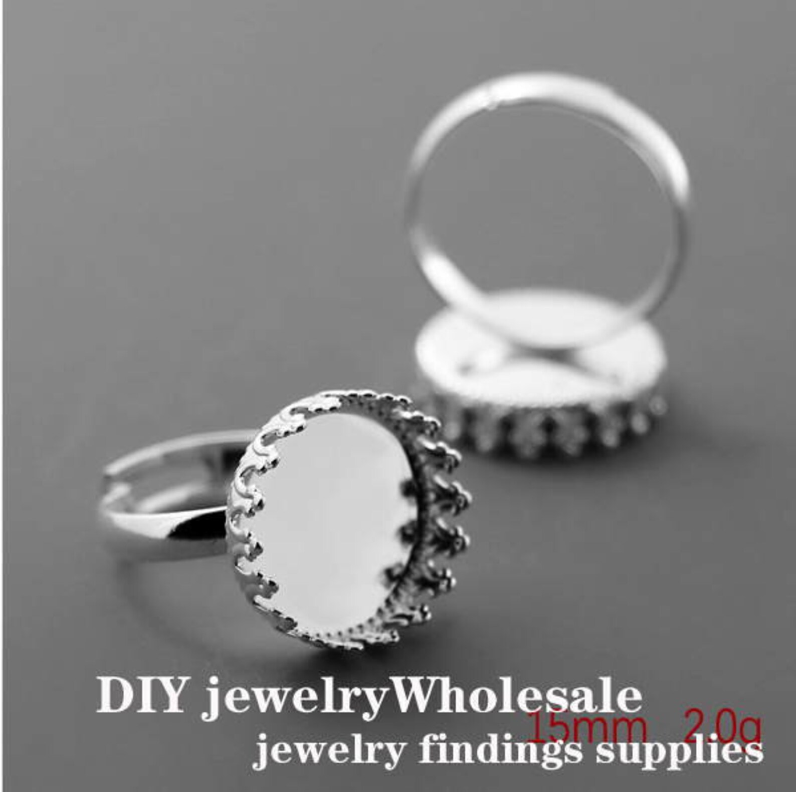 20pcs 15mm Round Bezel Ring Blanks, Brass Ring Settings,brass Ring Base ...