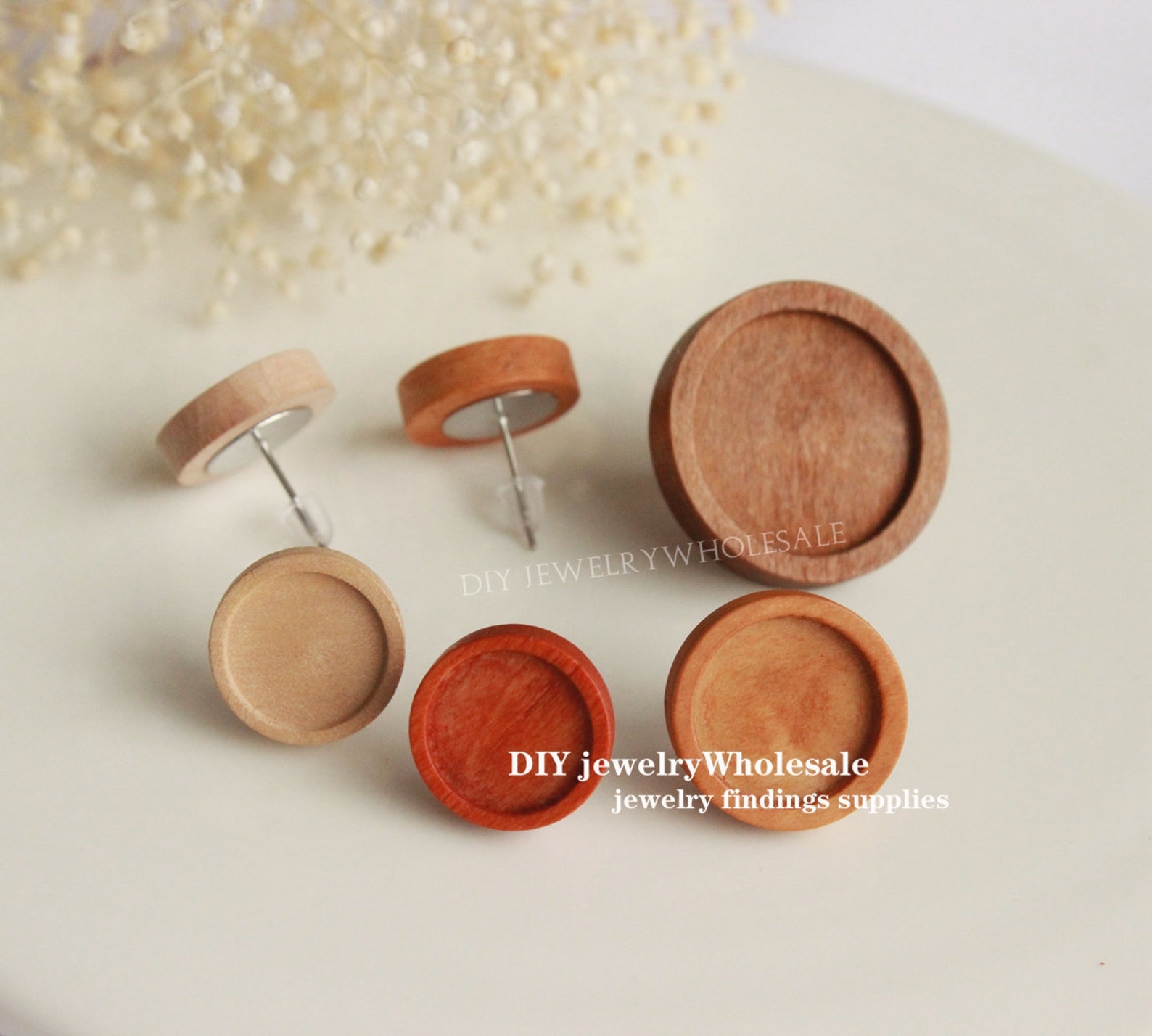 20pcs Stainless Steel Wood Bezel Stud Earring Settings Base - Etsy