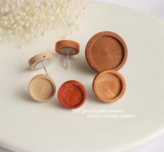 20pcs Stainless Steel Wood Bezel Stud Earring Settings Base - Etsy