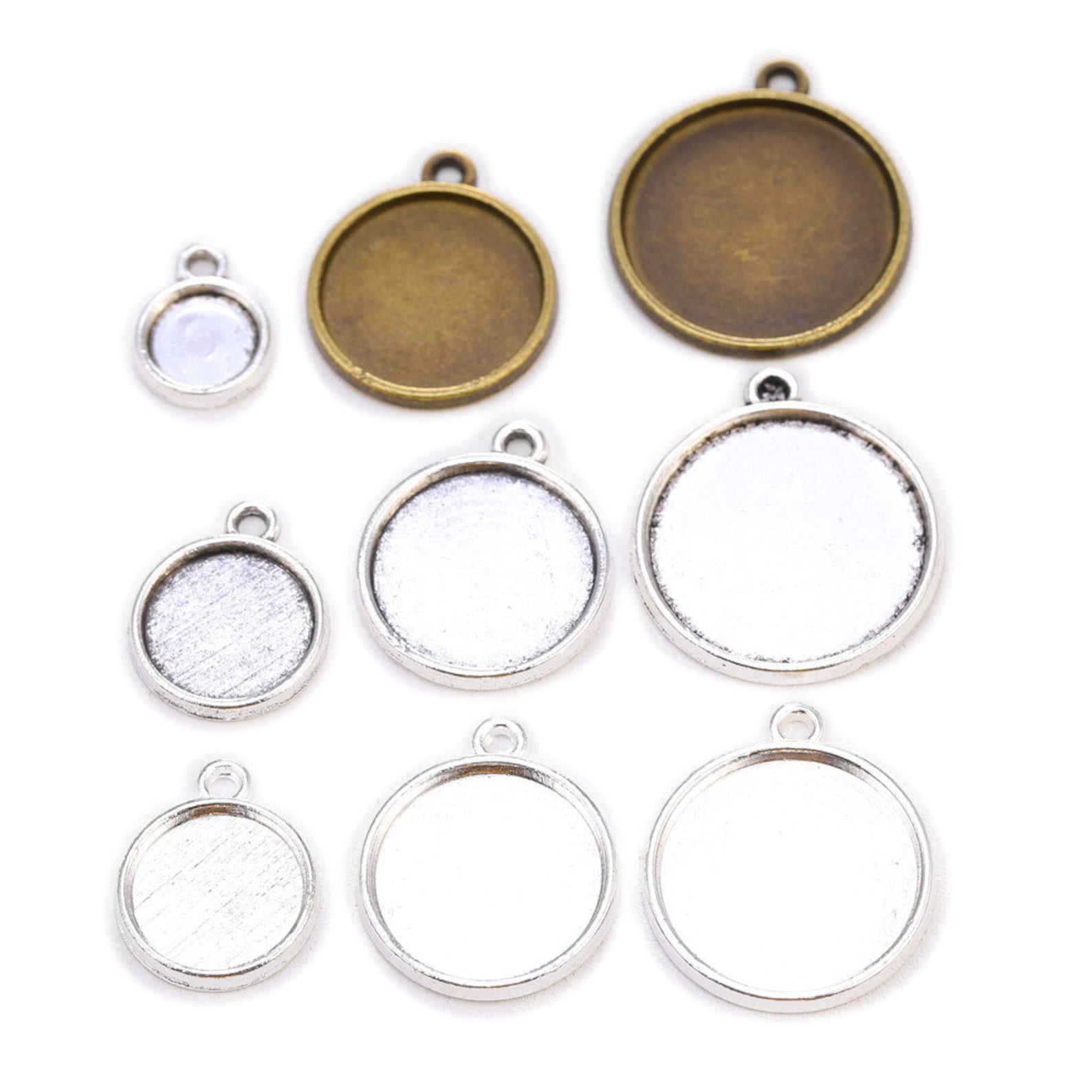 20pcs Alloy Round 12mm Bezel Pendant Trays DIY Round Bezel - Etsy