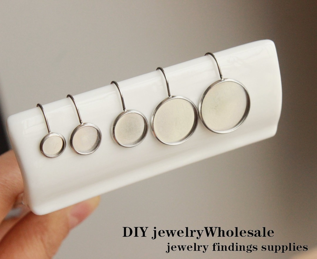 20pcs Stainless Steel Bezel French Bases Earring Blanks Base 6mm 8mm ...