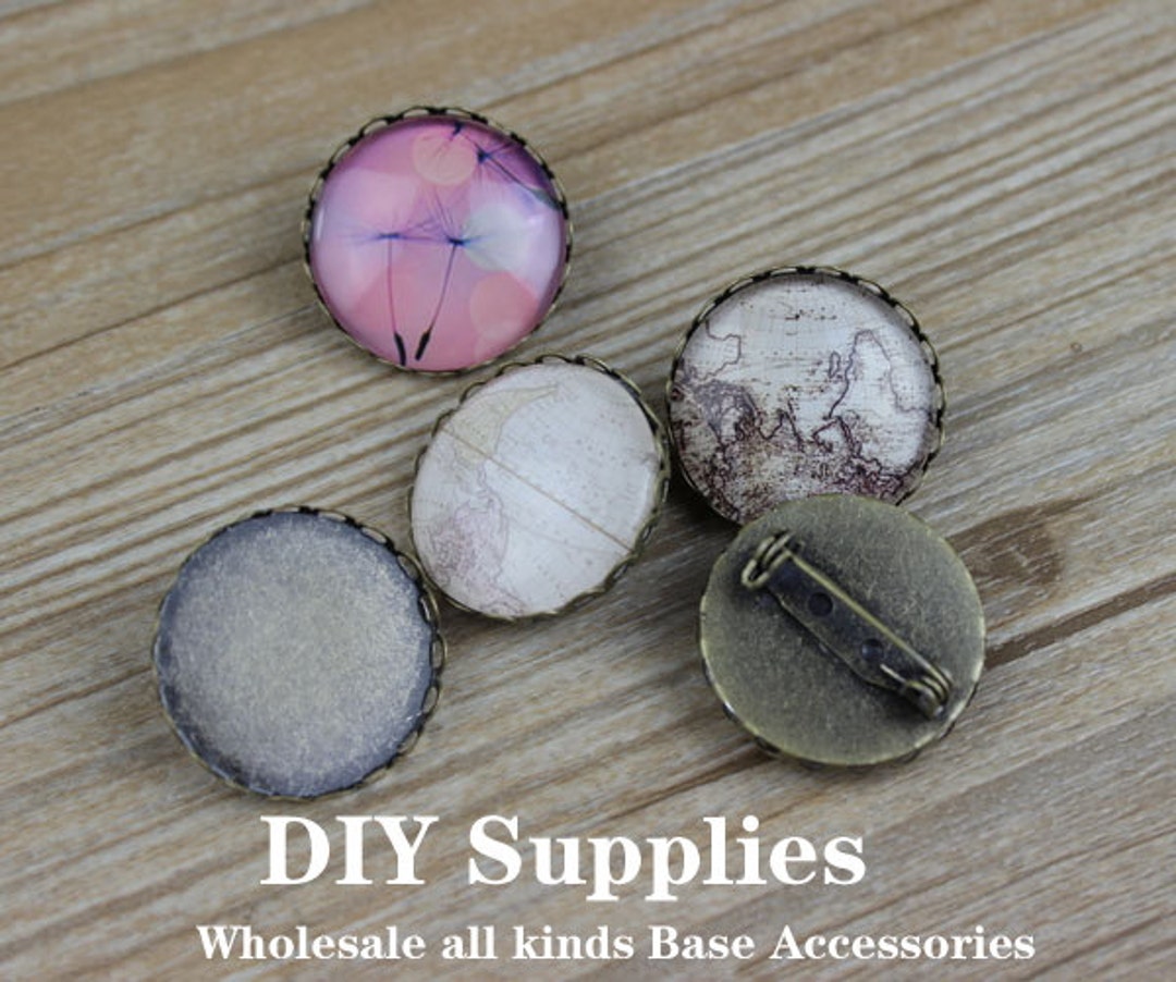 10pcs Antique Bronze Brooch Blank - Diy Brooch Base - 25mm Setting ...