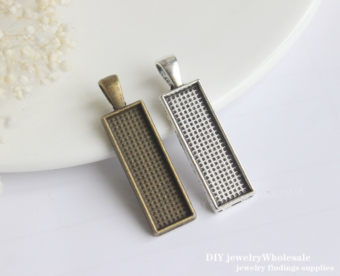 20pcs 8x25mm Rectangle Pendant Blanks, Bezel Cabochon, 8x25mm Tray ...