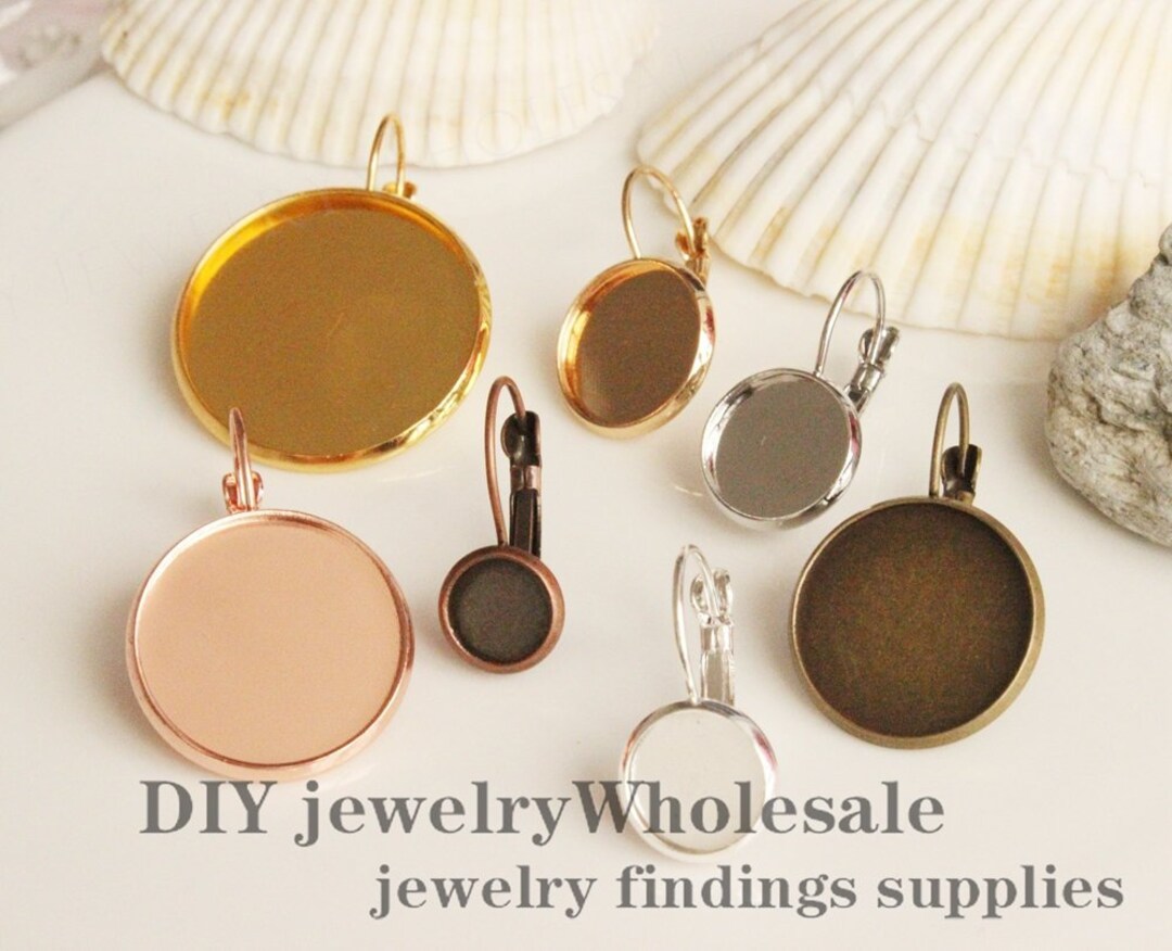 100pcs 8mm - 25mm Bezel Earring Bases Blanks, DIY Earring Kits ...