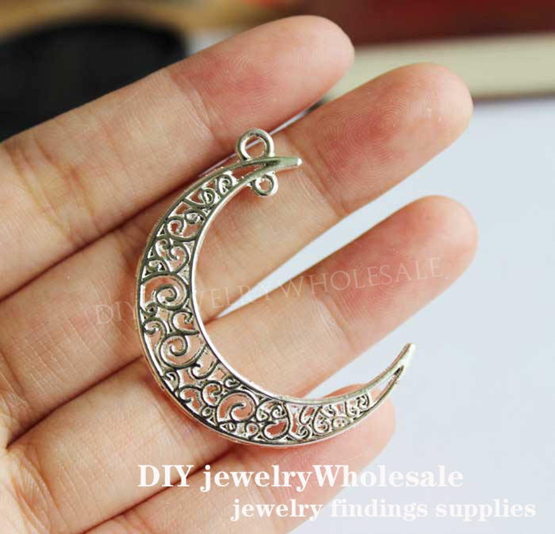 20pcs Filigree Moon Shape Earring Necklace Findings Charm Pendant / Diy ...