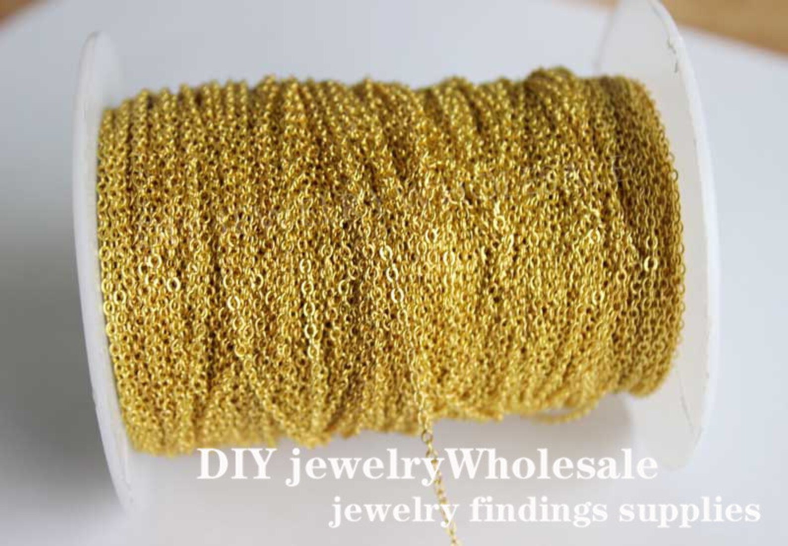 16 Ft Spool of Gold Plated Chain 1.5mm Tiny Flat Solder Cable Chain ...