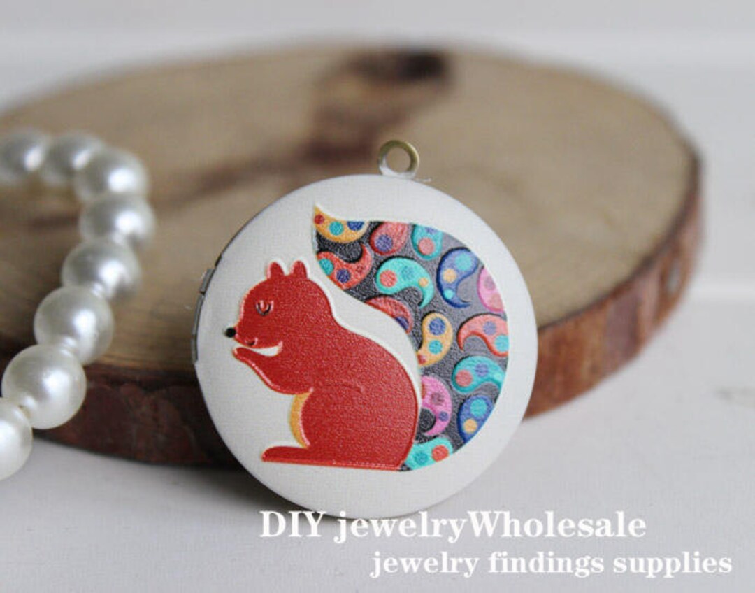 1pcs Cute Little Animals 3D Embossed Design 32mm Photo Locket Necklace ...