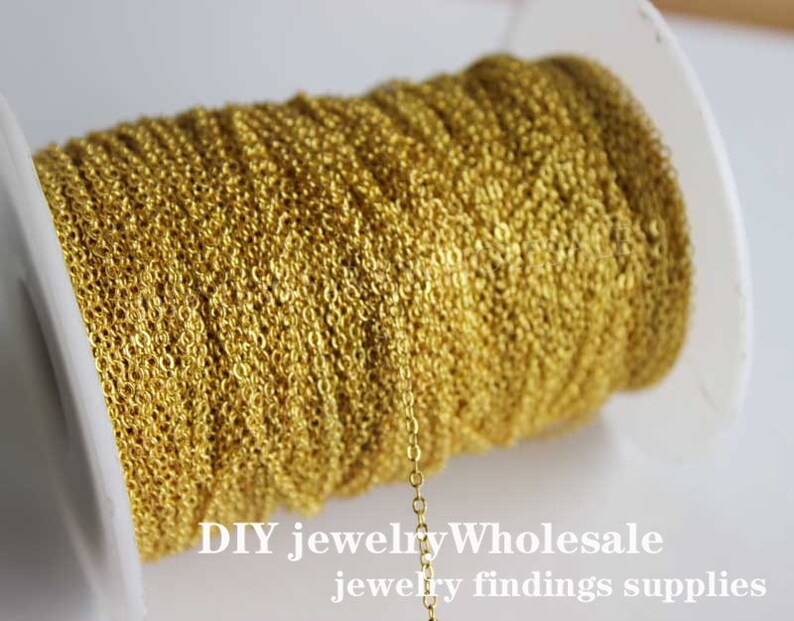 16 Ft Spool of Gold Plated Chain 1.5mm Tiny Flat Solder Cable Chain ...