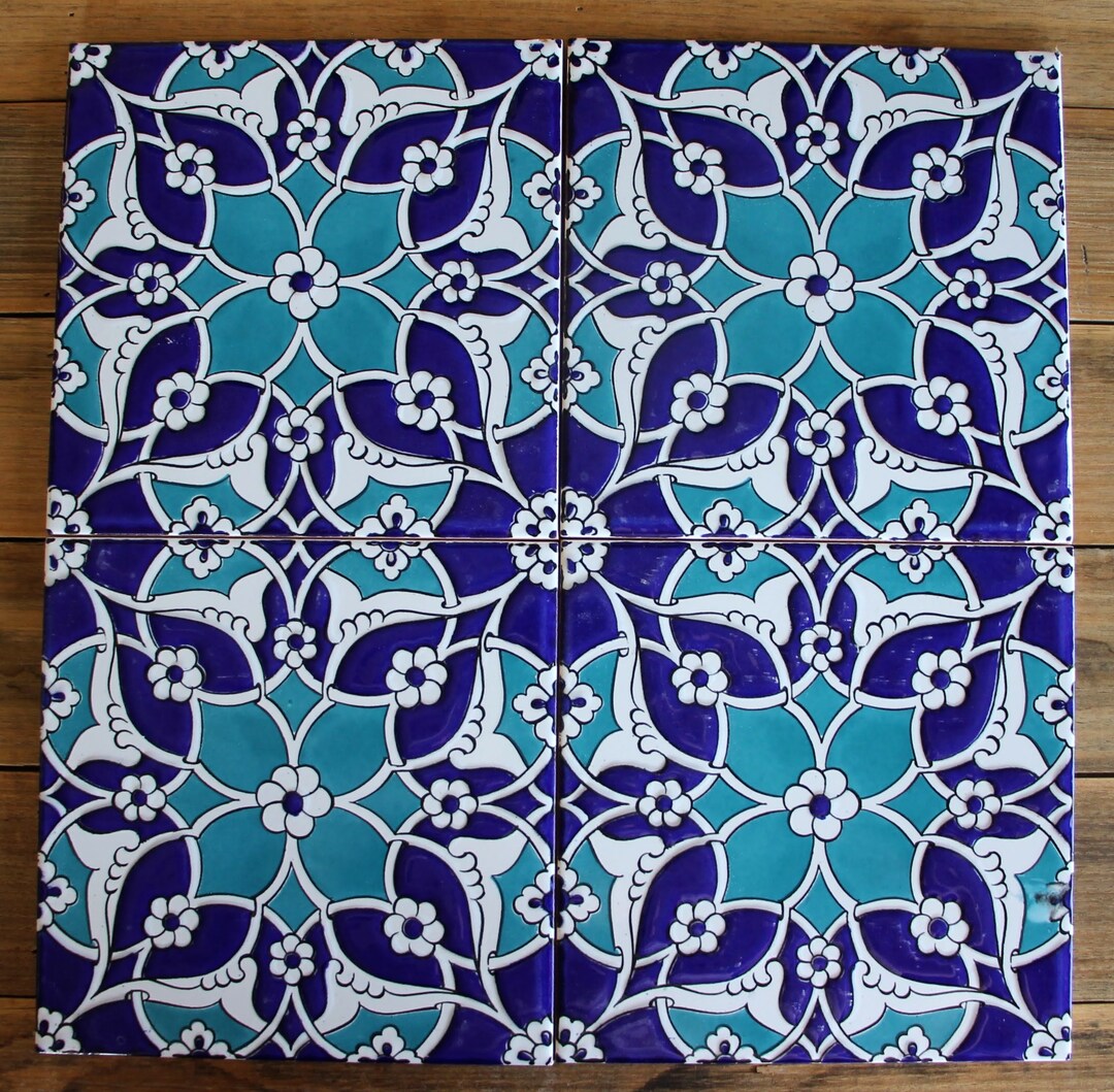Turkish Ceramic Tile Set 4 Splash Back, Kitchen, Bathroom, Traditional ...