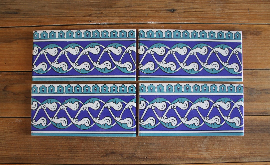 Set of 4 Border Tiles - Turkish Tile, Mexican Tile, Morrocan Tile - 10 ...