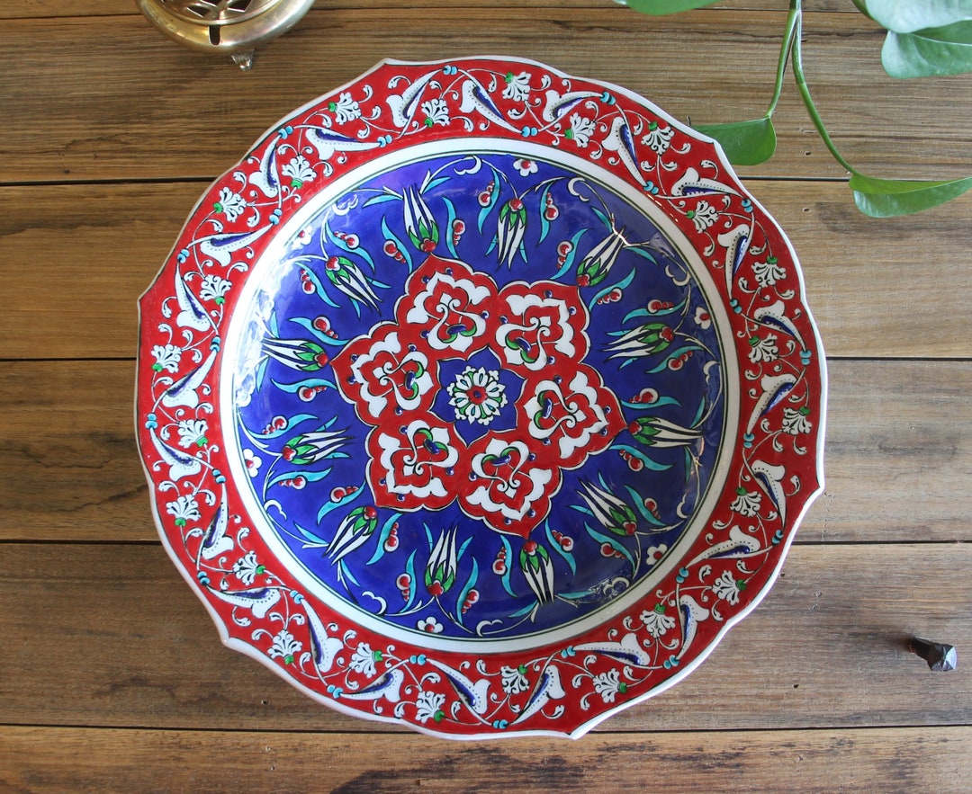 32cm Hand Painted Ceramic Turkish Plate - Raised Painting Style ...