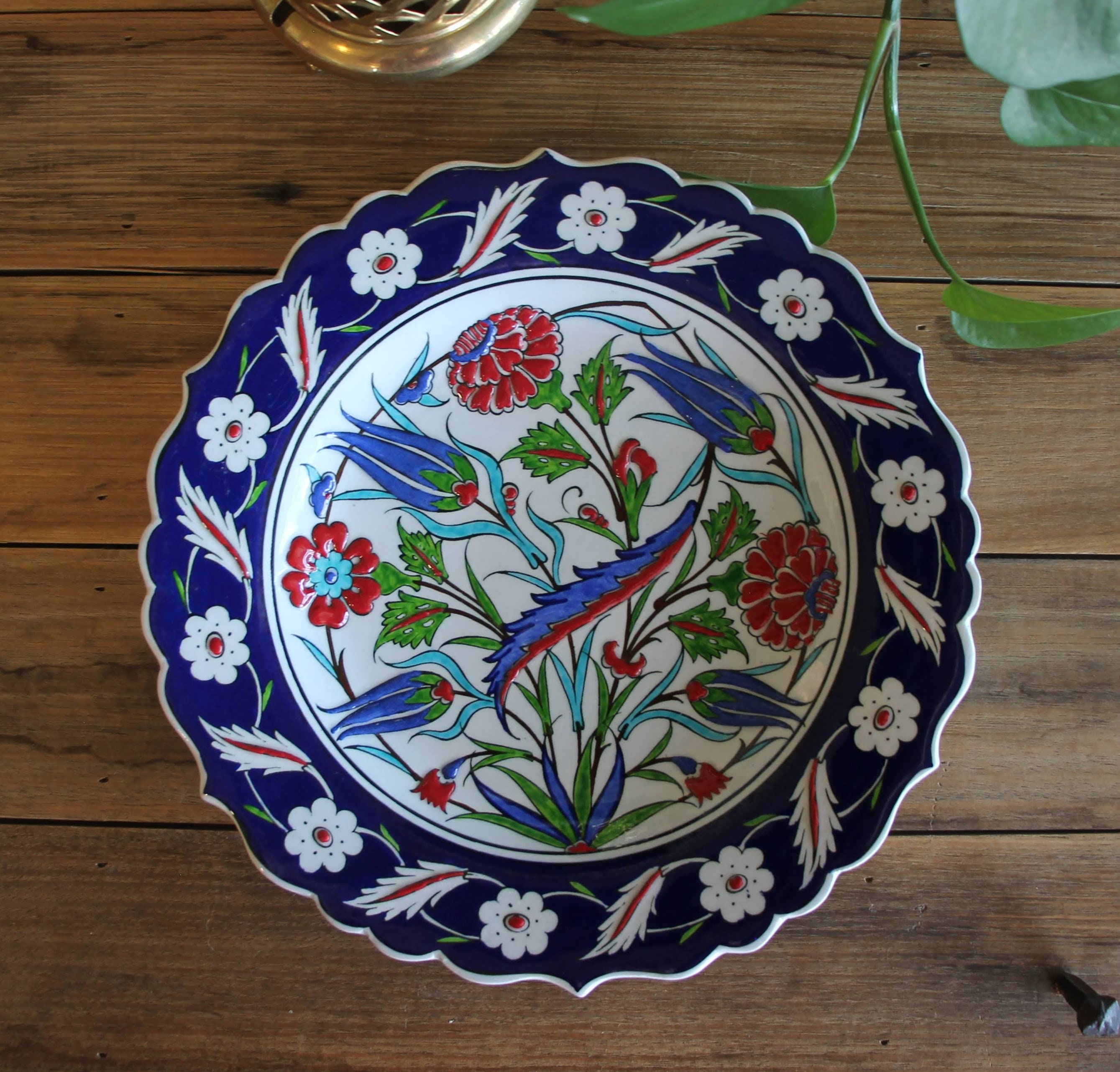 25cm Hand Painted Ceramic Turkish Plate - Raised Painting Style ...