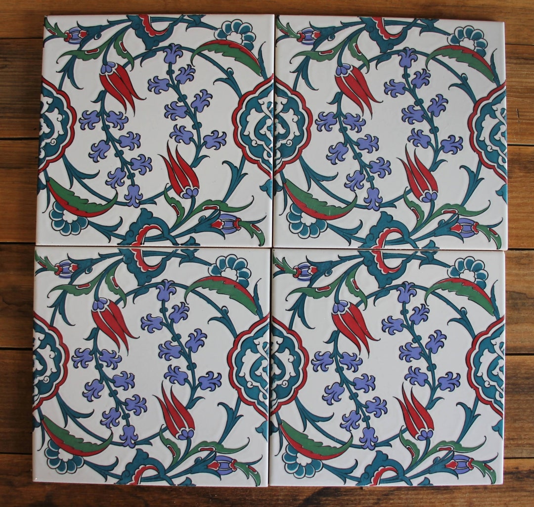 Turkish Ceramic Tile Set 4 Splash Back, Kitchen, Bathroom, Traditional ...