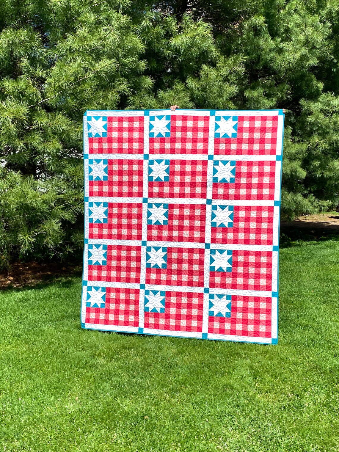 Plaid Flag Modern Patriotic Quilt PDF Pattern by Mandi Persell | Etsy