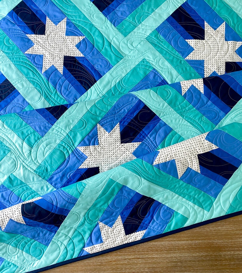 Blue Slanted Star Quilt Kit Mandi Persell of Sewcial Stitch - Etsy