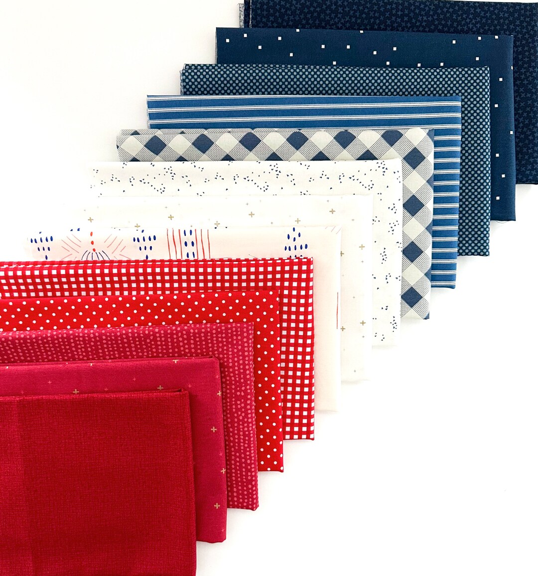 America Red White and Blue Custom Curated Fat Quarter Bundle - Etsy