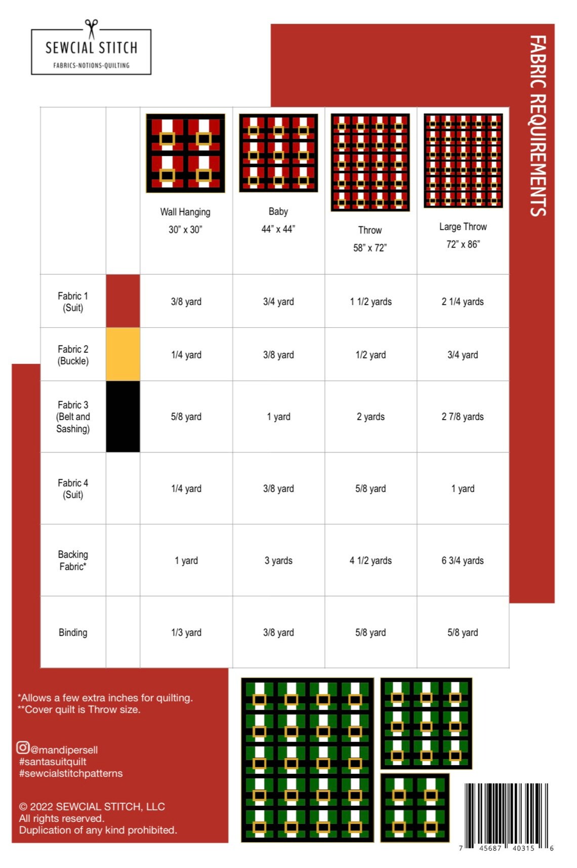 Santa Suit Modern Christmas Quilt PDF Pattern by Mandi Persell - Etsy