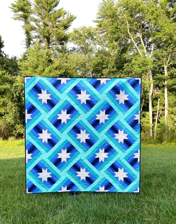 Blue Slanted Star Quilt Kit Mandi Persell of Sewcial Stitch - Etsy