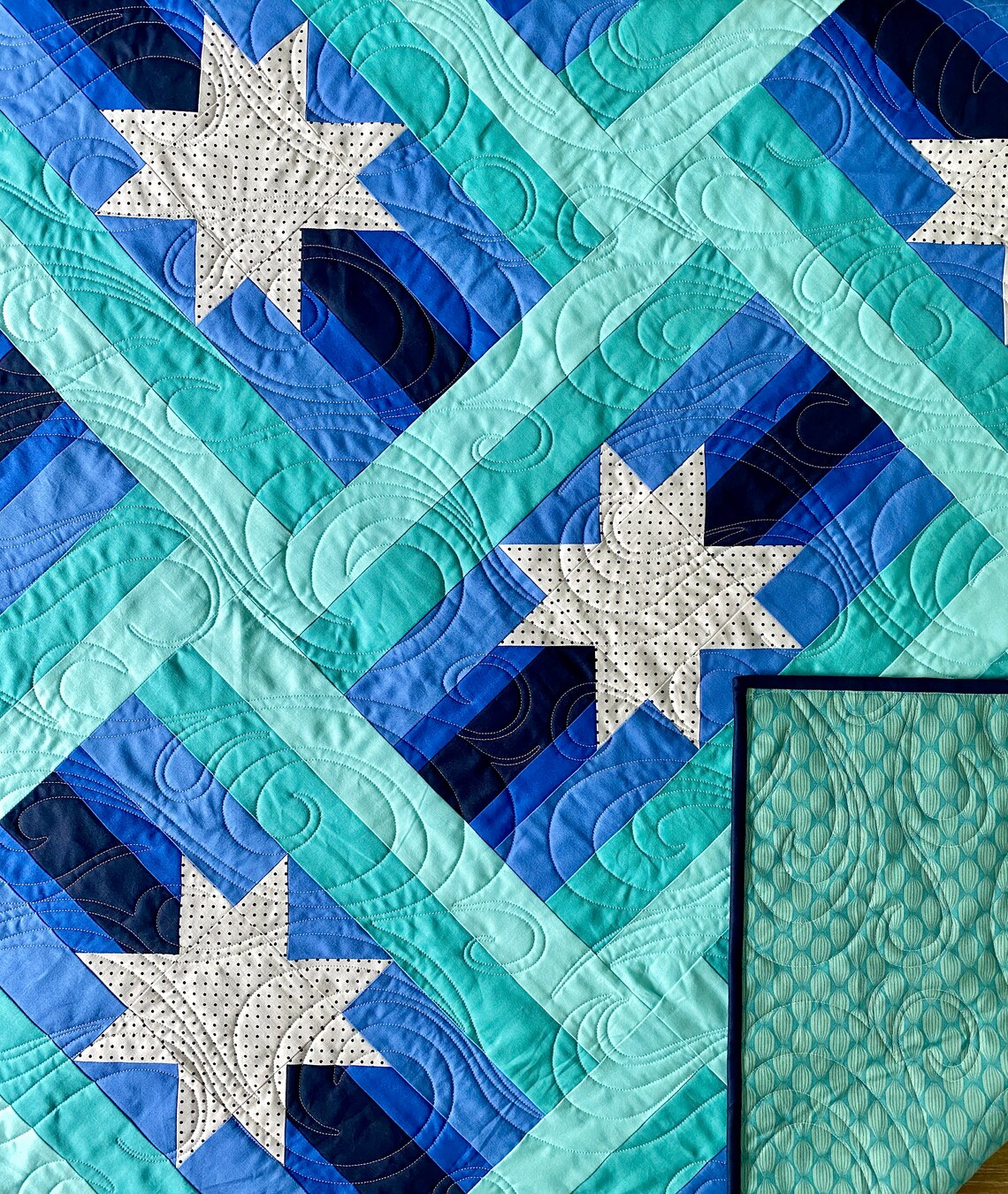Blue Slanted Star Quilt Kit - Mandi Persell of Sewcial Stitch Kit ...