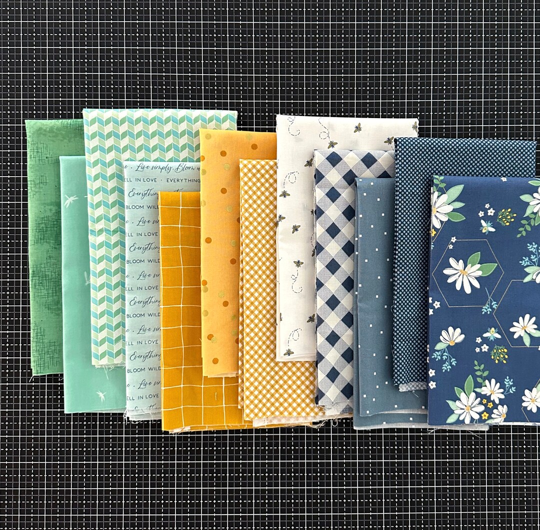 Parkside Blue, Green and Gold Stash Builder Fat Quarter Fabric Bundle ...