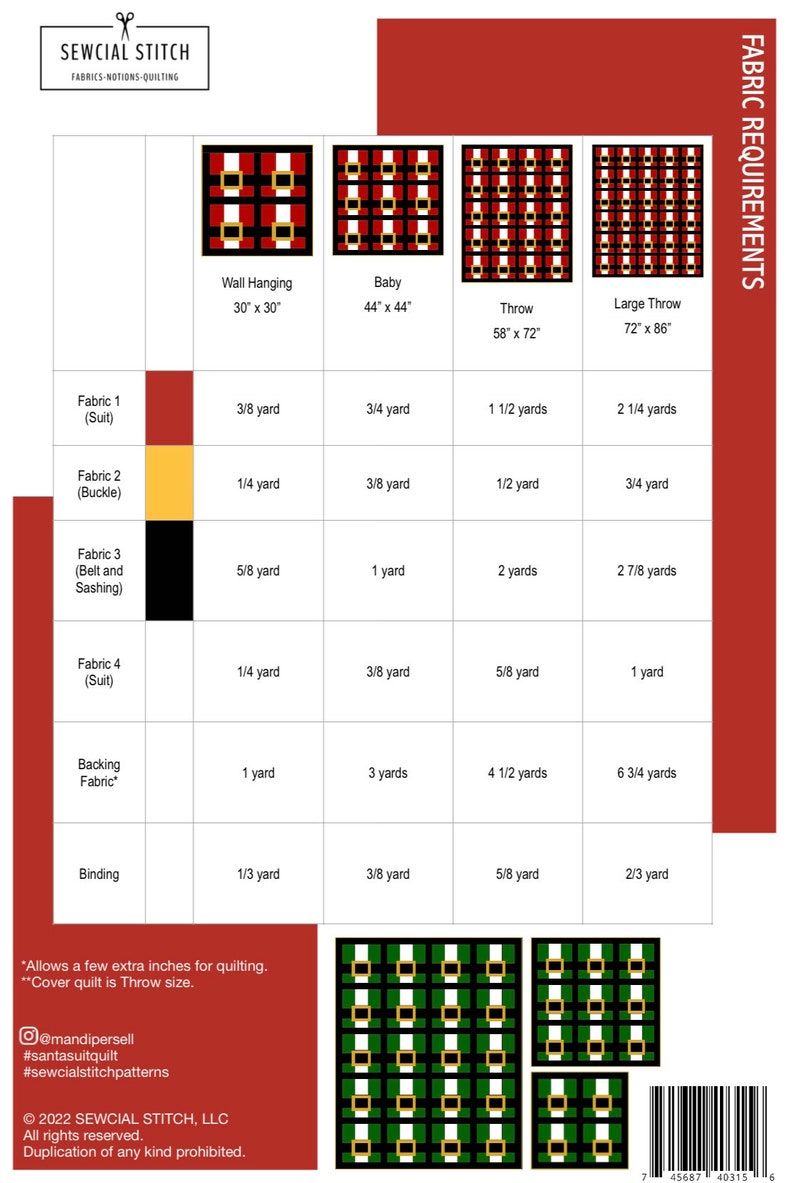 Santa Suit Modern Christmas Quilt Pattern by Mandi Persell of Sewcial ...