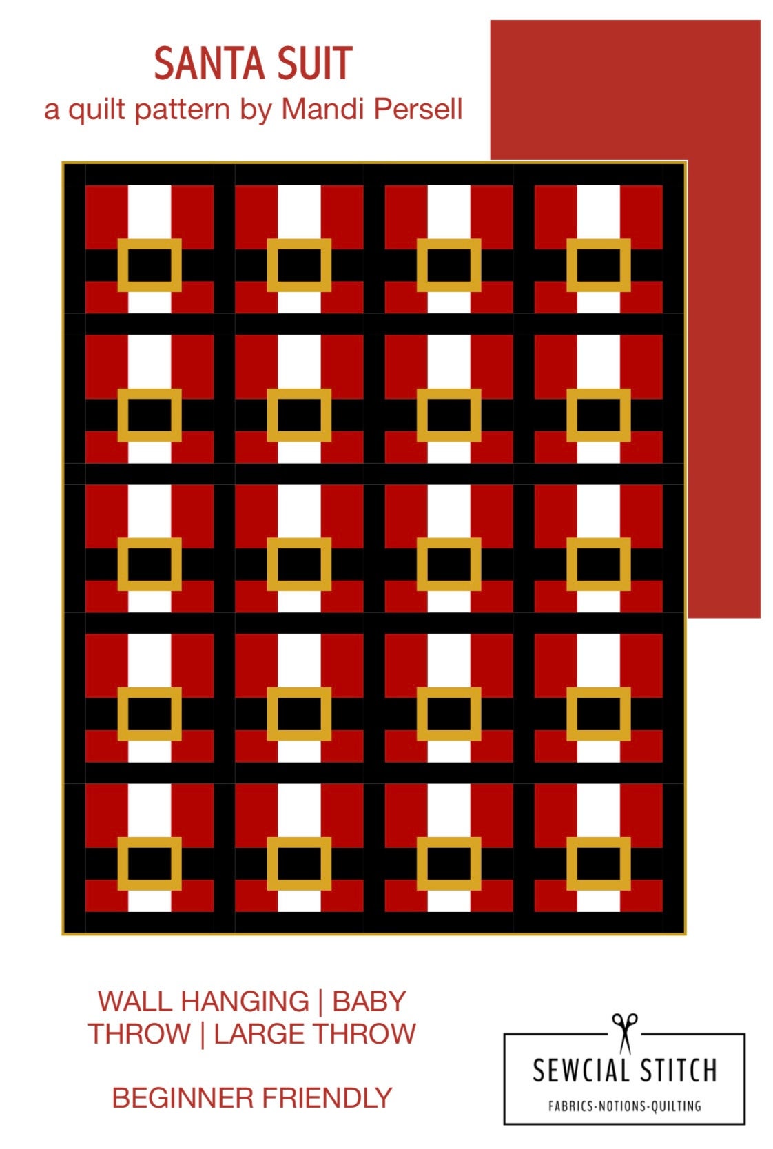 Santa Suit Quilt Kit - Mandi Persell of Sewcial Stitch - Kit Includes ...