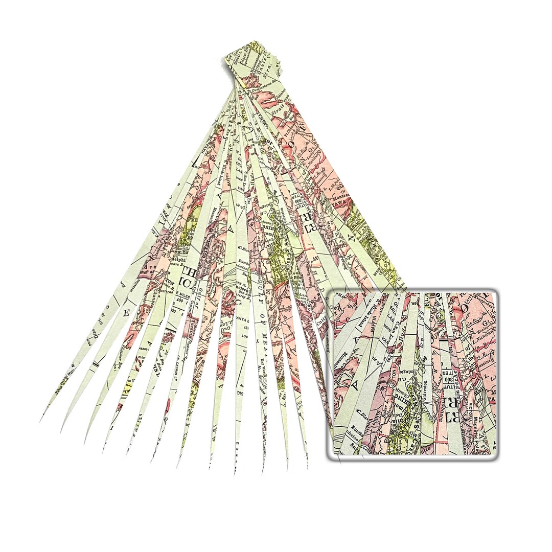 Paper Strips Green Map Design Half Inch or 1 Inch Precut Paper Bead ...