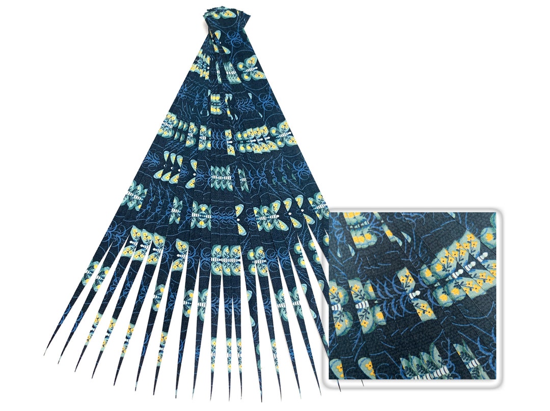 Paper Bead Strips, 1/2", Scrapbook Paper, Navy Yellow Aqua Floral Leaf ...