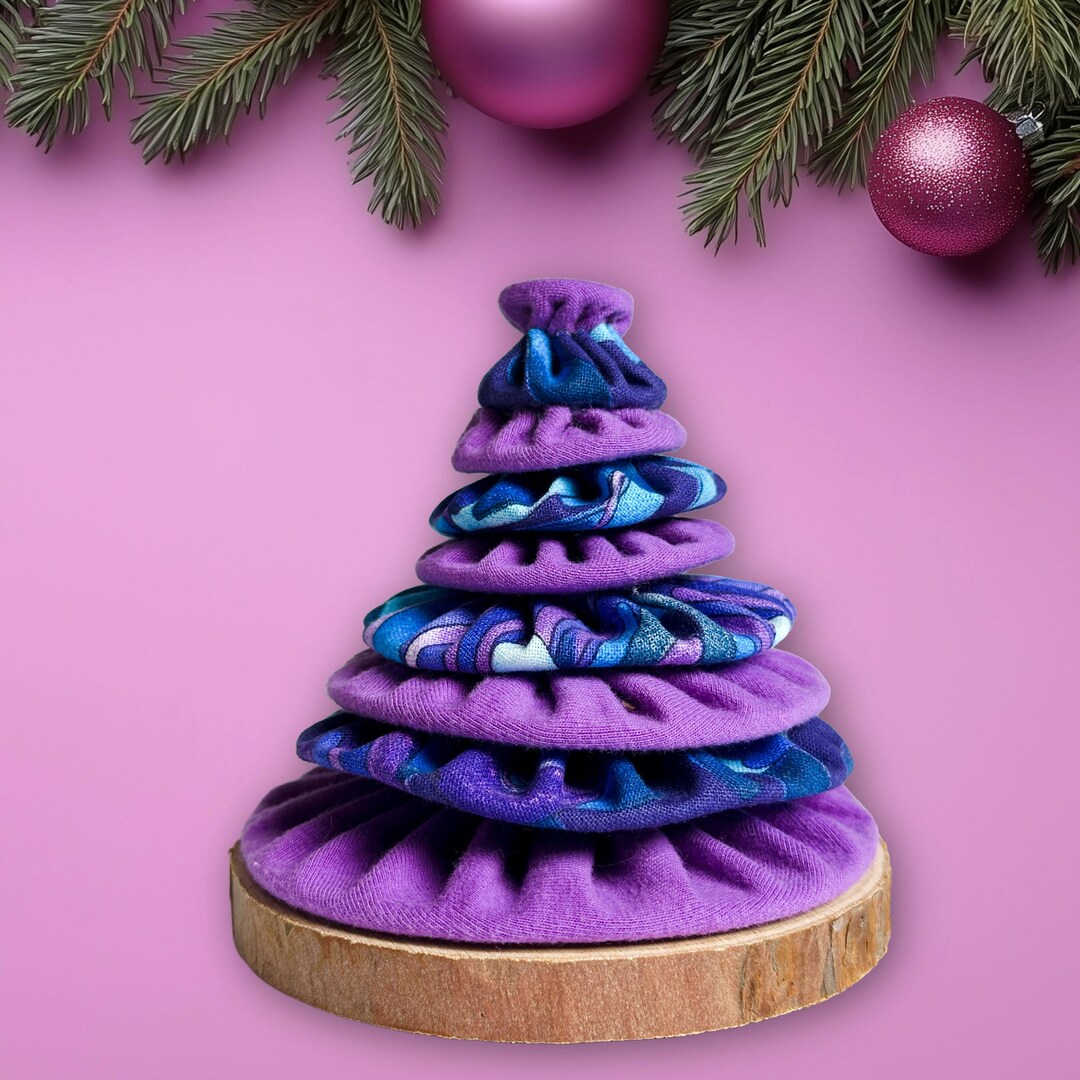 Handmade Year-round Wonky Fabric Tree – Upcycled Purple & Blue Ruffled ...