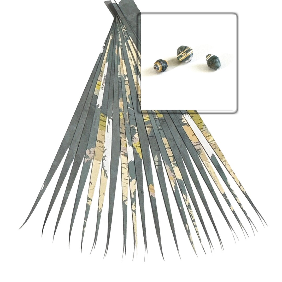 Paper Strips Green Gray Map Design Half Inch or 1 Inch Precut Paper ...