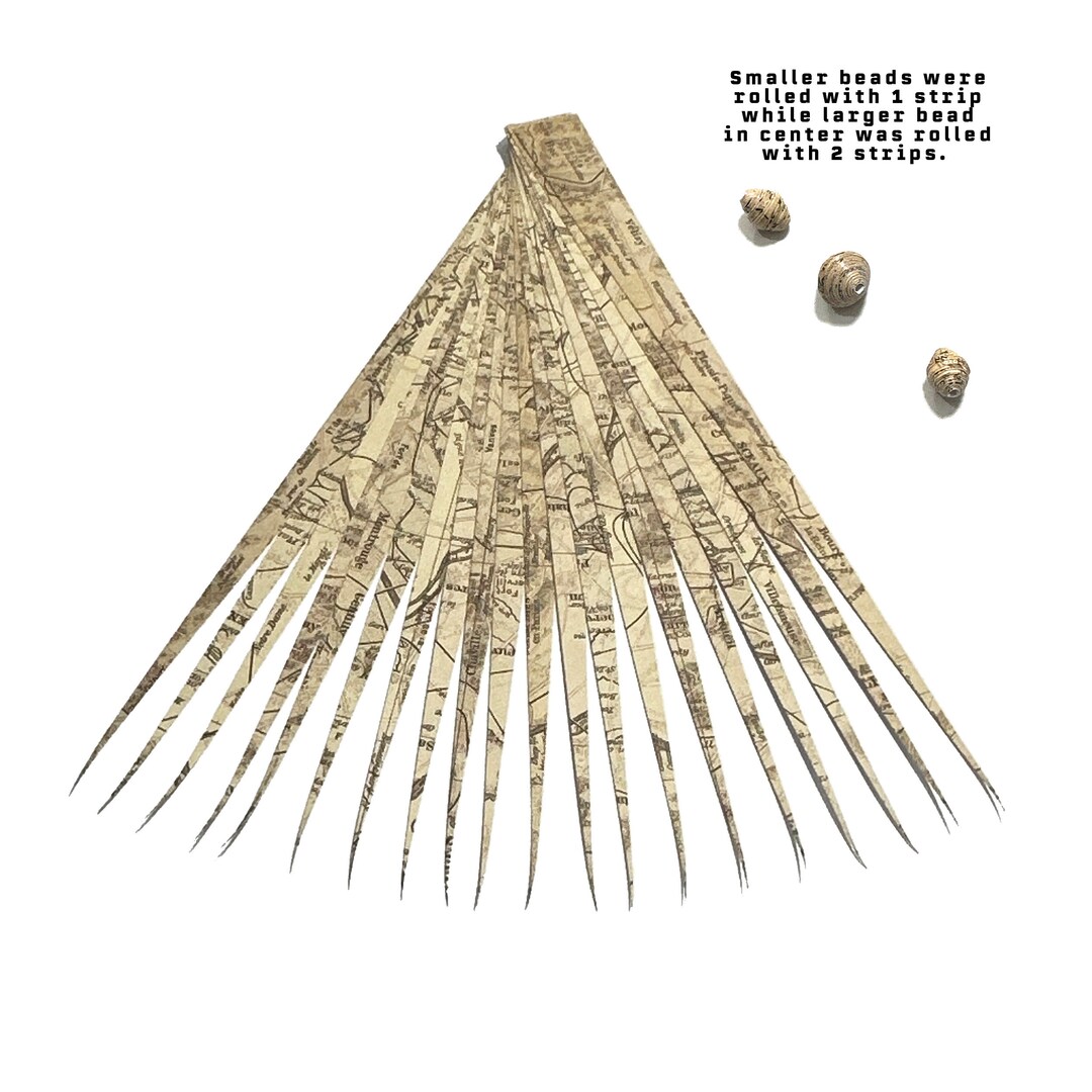 Paper Strips Map Design Half Inch or 1 Inch Precut Paper Bead Strips ...