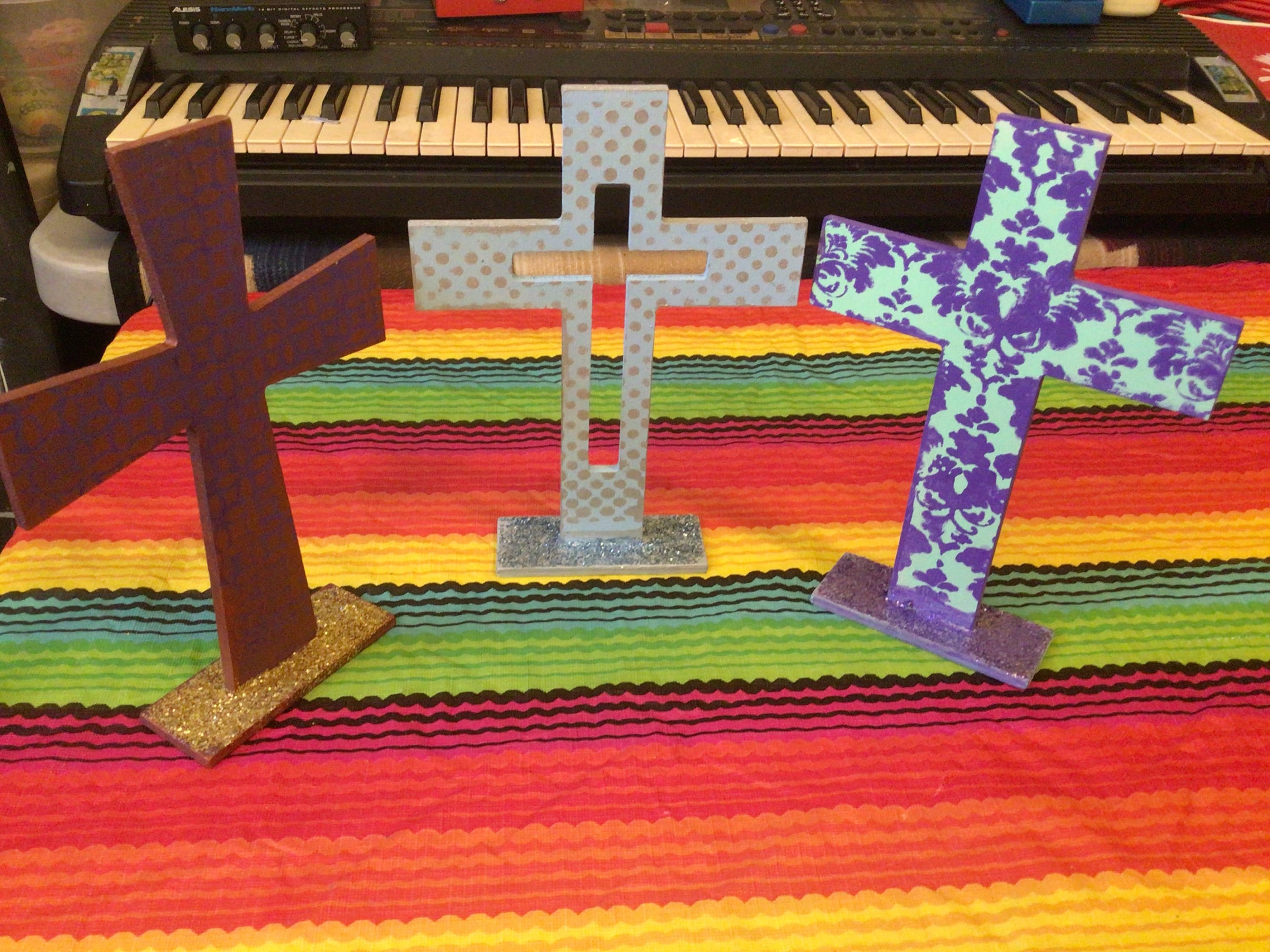 Three Wooden Painted Crosses -8 1/2 Inches Tall - Etsy