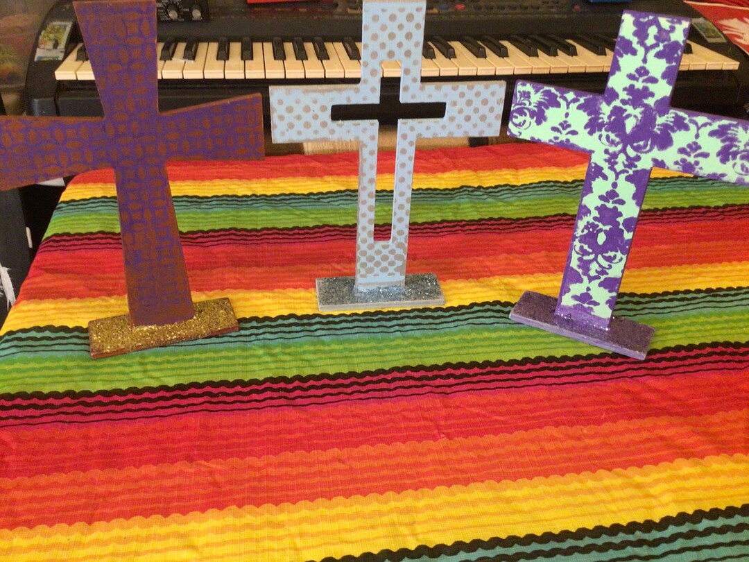 Three Wooden Painted Crosses -8 1/2 Inches Tall - Etsy