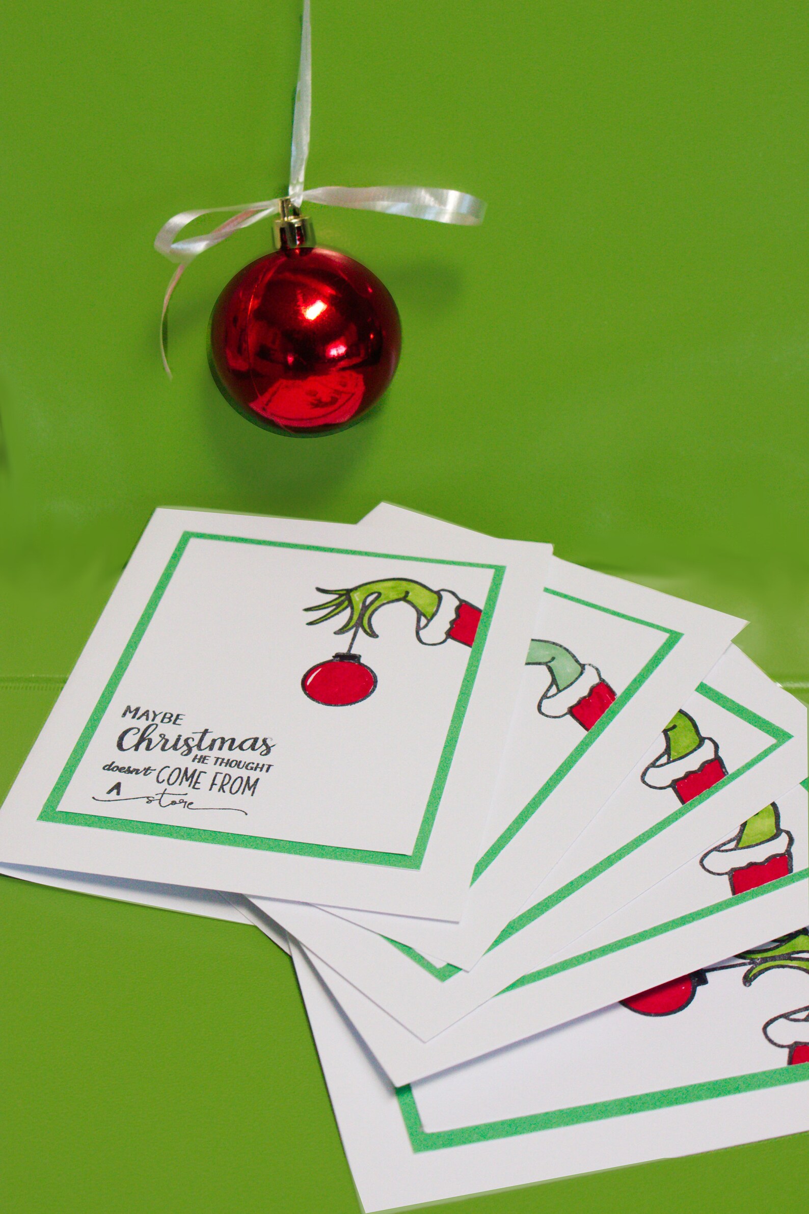Grinch Card Grinch Notecard Grinch Card Set - Etsy