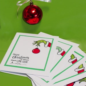 Grinch Card Grinch Notecard Grinch Card Set | Etsy