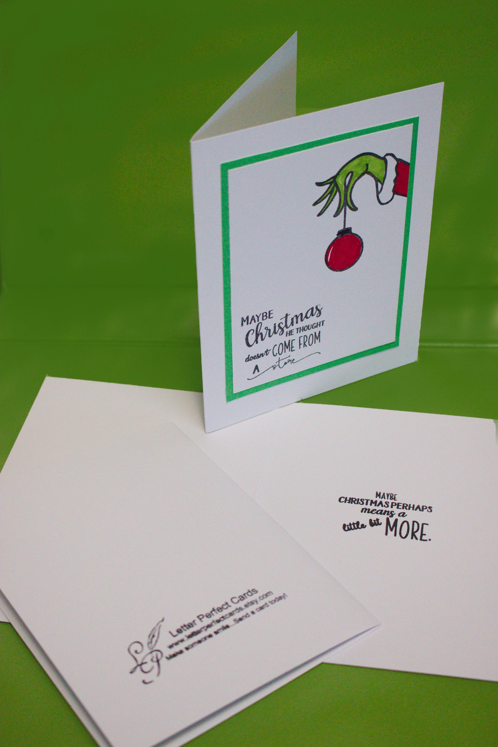 Grinch Card Grinch Notecard Grinch Card Set - Etsy