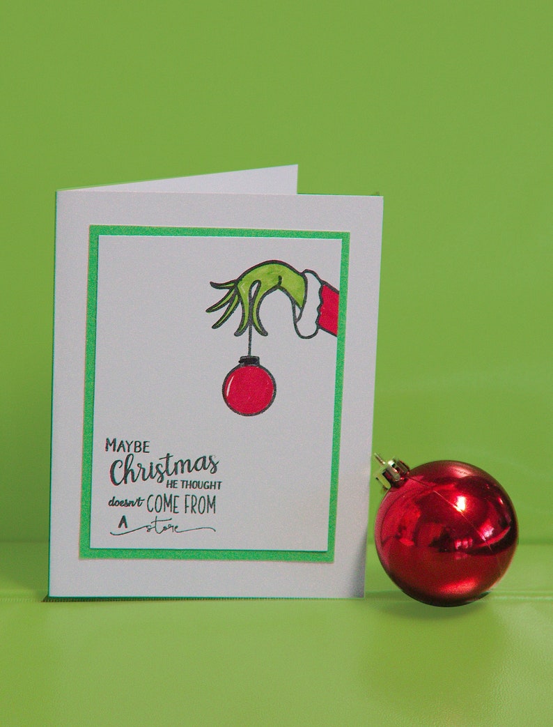 Grinch Card Grinch Notecard Grinch Card Set - Etsy