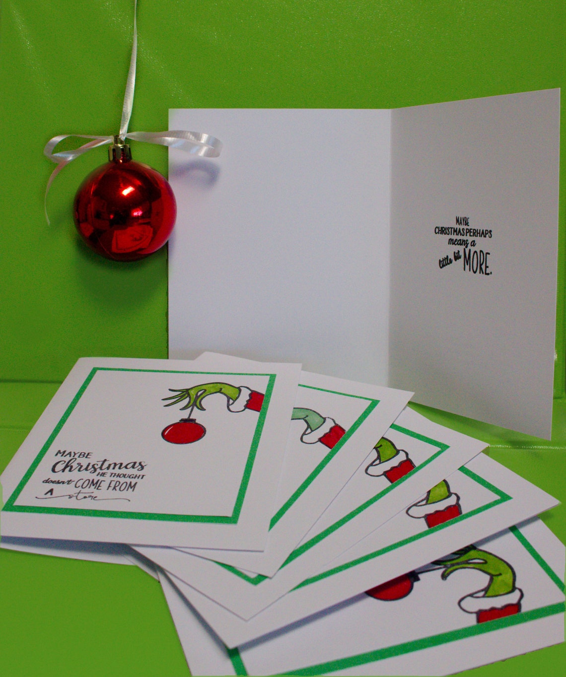 Grinch Card Grinch Notecard Grinch Card Set | Etsy