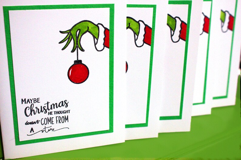 Grinch Card Grinch Notecard Grinch Card Set - Etsy