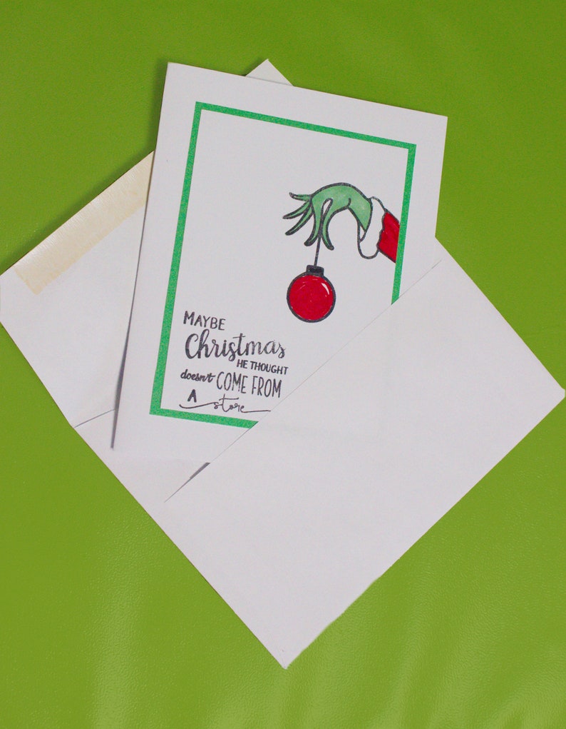 Grinch Card Grinch Notecard Grinch Card Set | Etsy