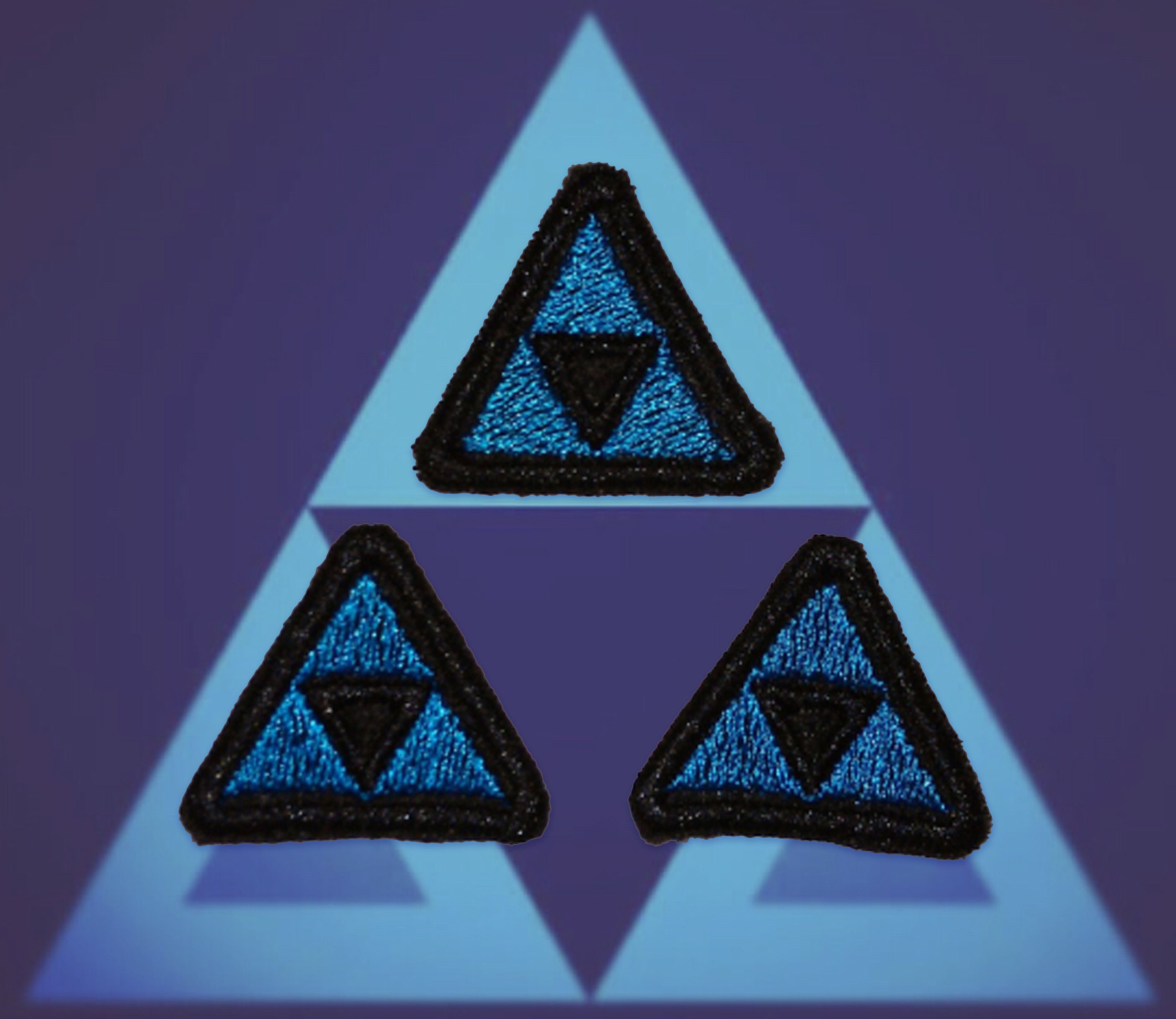 Miniature Blue Triforce Shiny Metallic Embroidery Iron on Patch. Legend ...