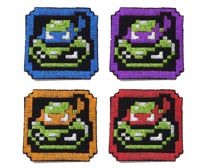 Turtles Extra Life 8 Bit Iron on Patch Shiny Metallic - Etsy