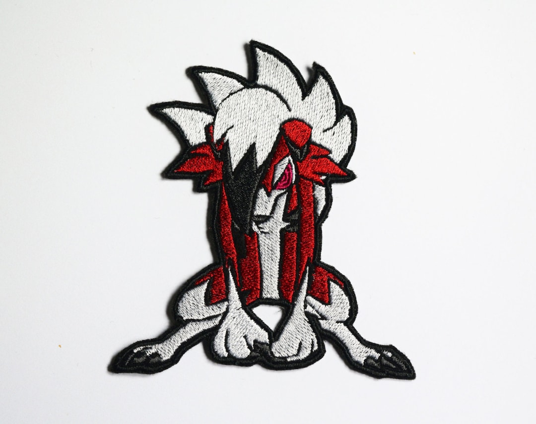 Lycanroc Midnight Form - Iron on Patch - Shiny Metallic Embroidered ...
