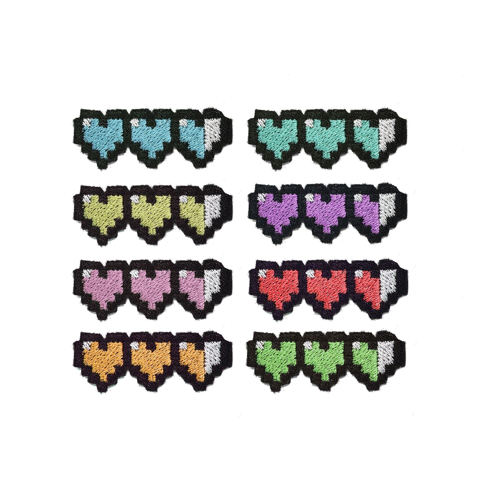 Mini Pixel Hearts Iron on Patches Multiple Color Options | Etsy