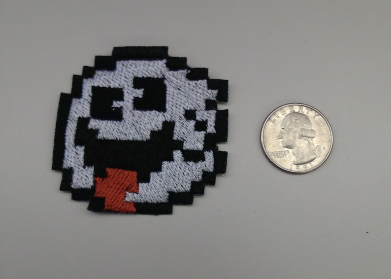 8 Bit Boo Goofy face Shiny Metallic Embroidery Iron On | Etsy