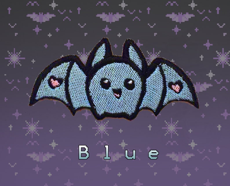 Cute Bat With Hearts Pastel Pink or Blue Shiny Kawaii - Etsy