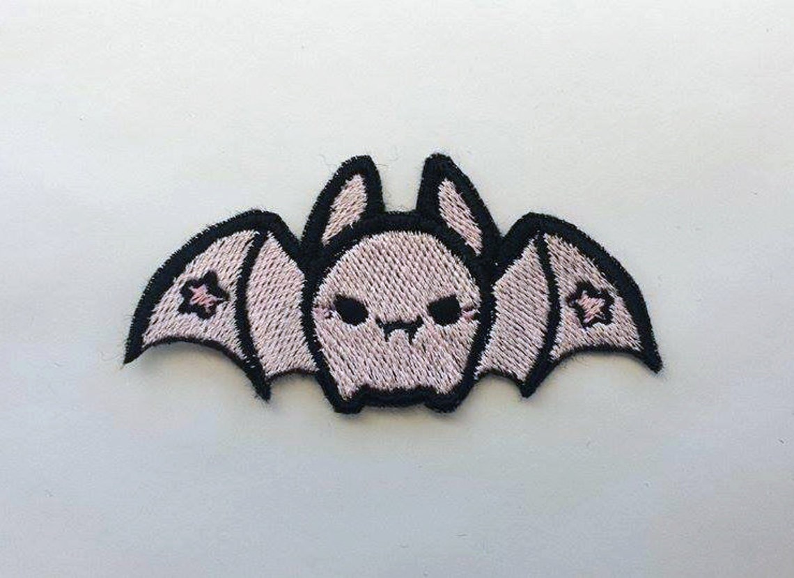 Evil Bat With Stars - Pastel Pink - Shiny Kawaii Fairy Kei Iron on ...