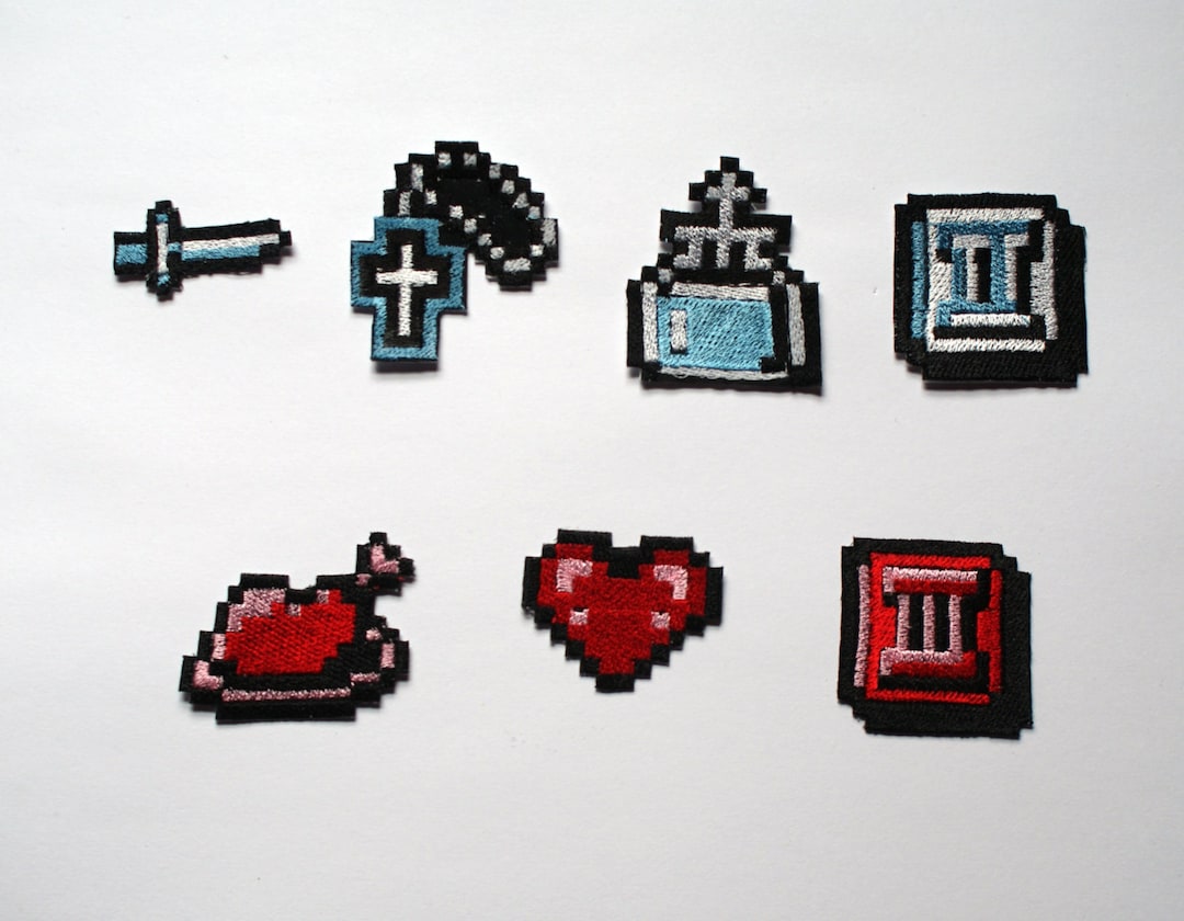 Pixel Art Castlevania Items Shiny Metallic Embroidery Iron on Patch. - Etsy