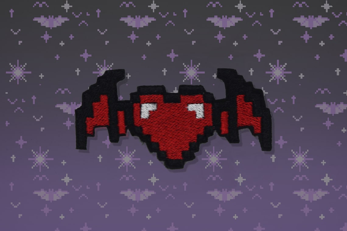 8-bit Bat Wing Heart fairy Kai Shiny Metallic Iron-on | Etsy